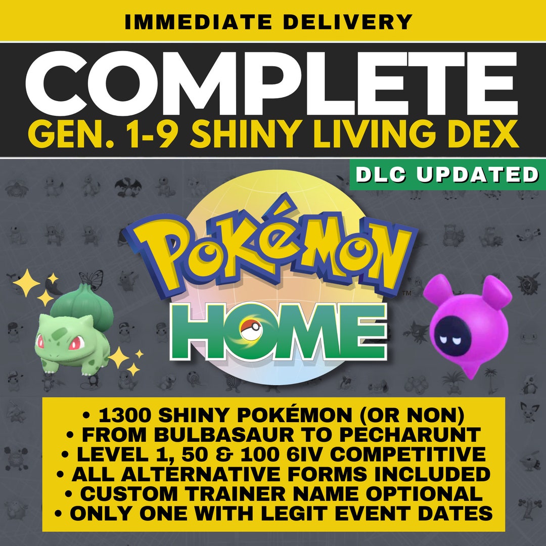 Pokémon HOME Shiny Living Dex 1300 Legit Pokedex OT Custom Complete ...
