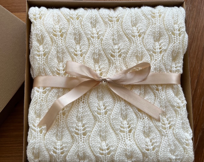 Hand-knitted Baby Blanket, Handmade Baby Blanket, Heirloom Baby Blanket, Baby Blanket, Baby Boy ...