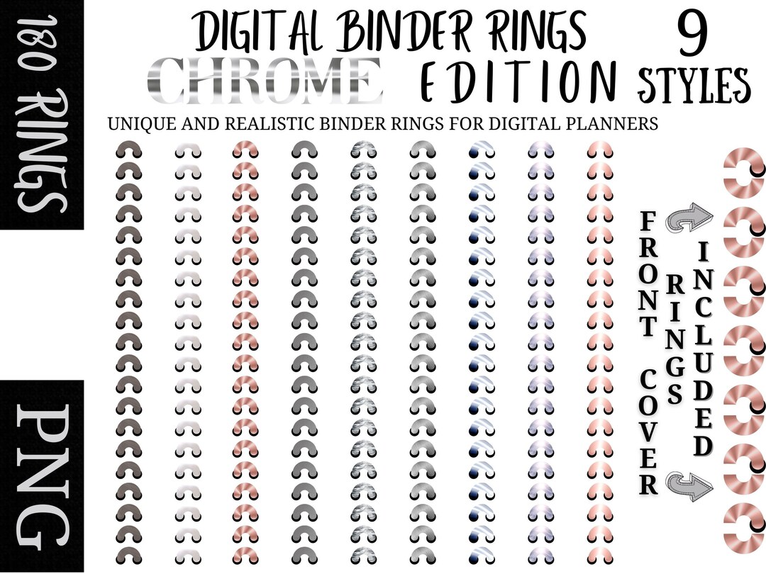Digital Binder Rings Chrome Edition for Digital Planners, Notebooks, or ...