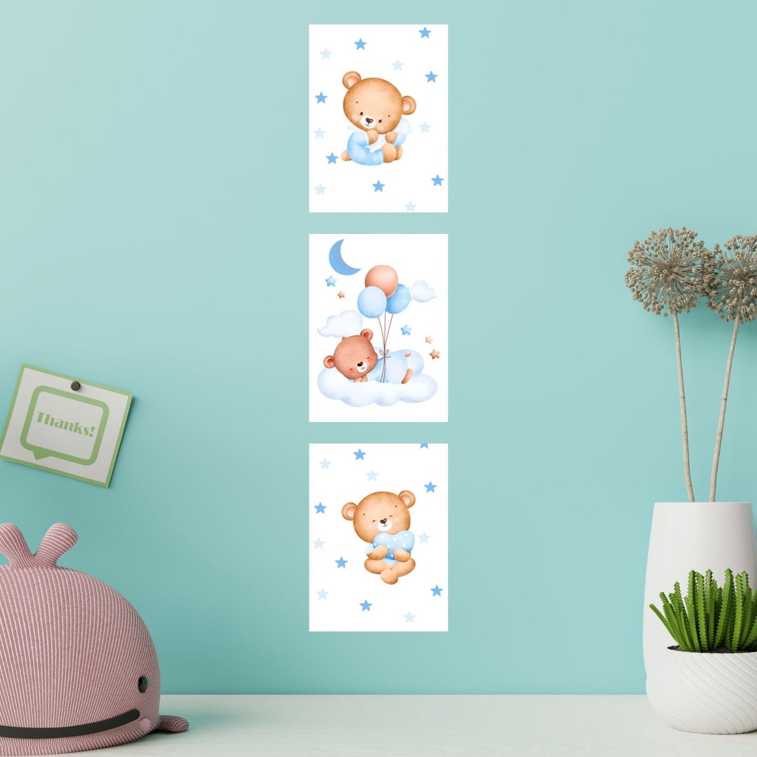 Printable Nighttime Teddy Bear Wall Art Decor for Nursery or Boys ...