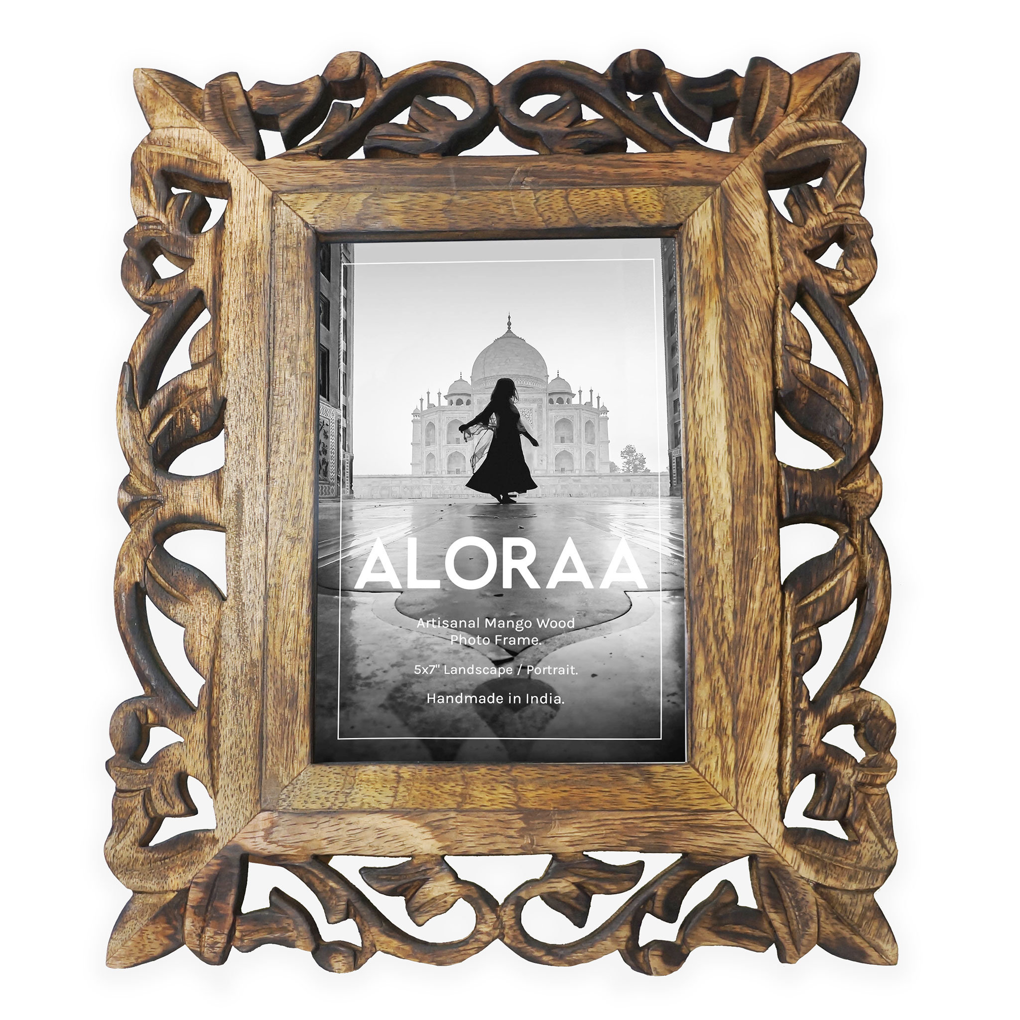 Hand Carved Mango Wood Photo Frame 5 X 7 Inches Rustic - Etsy UK