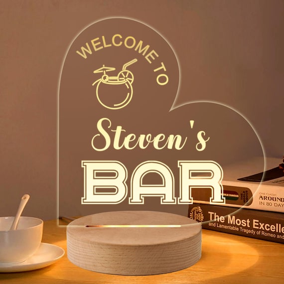 Personalised Home Bar LED Desk Table Lamp Night Light Pub Sign - Etsy