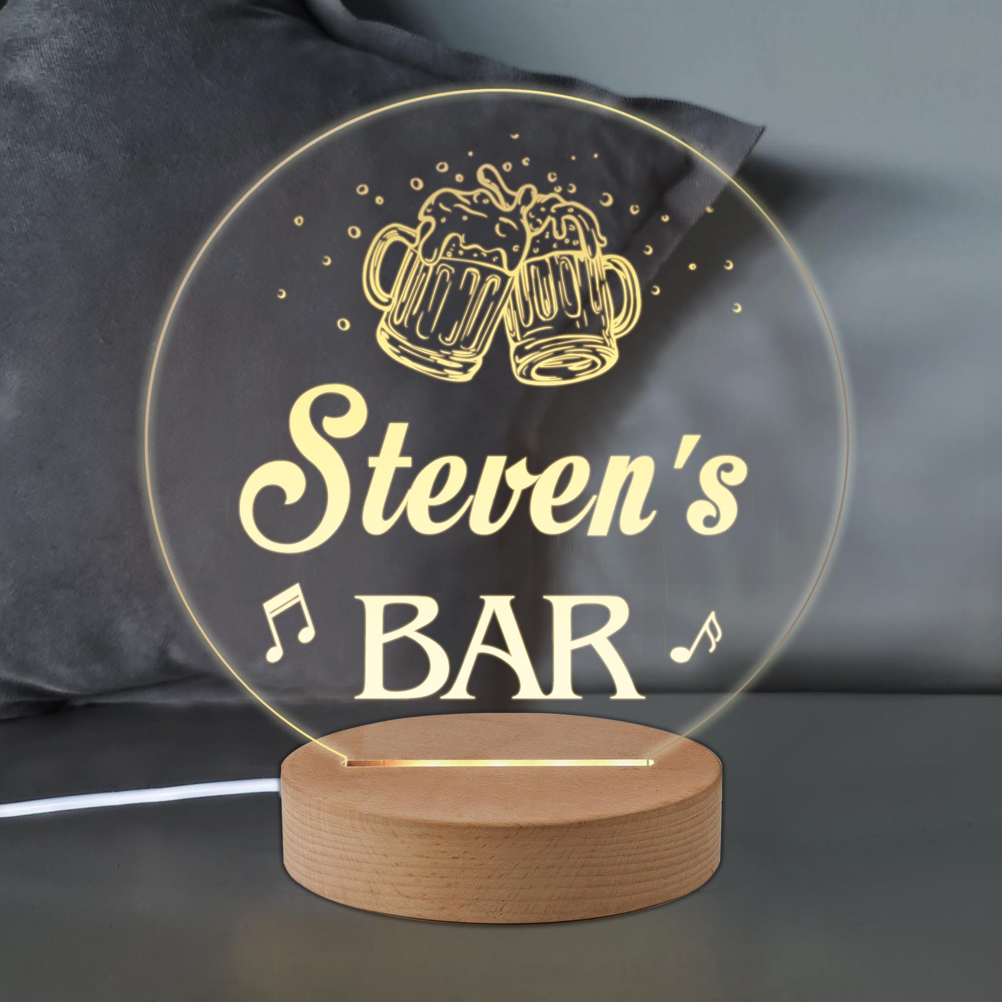Personalised Home Bar LED Desk Table Lamp Night Light Custom - Etsy UK