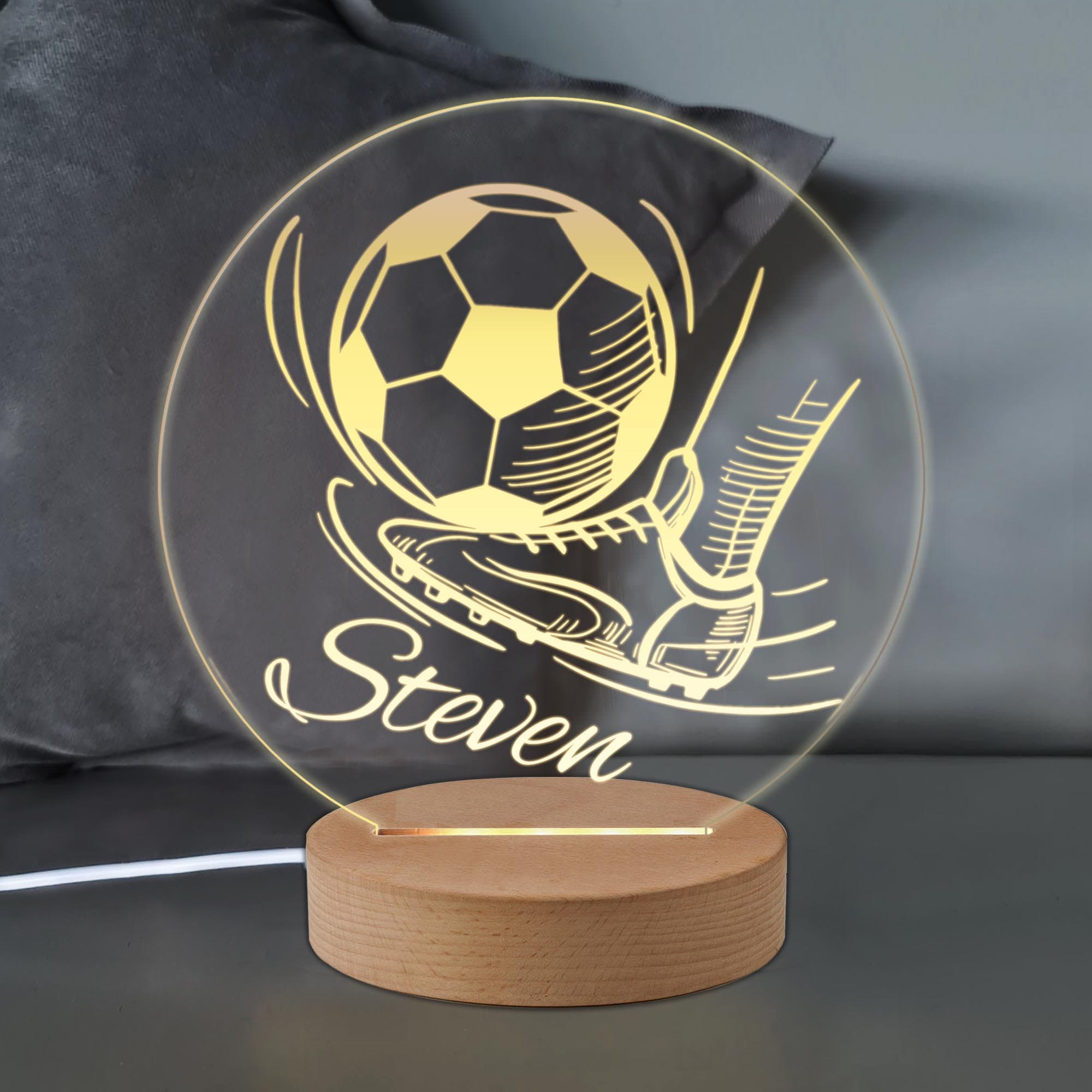 Personalised LED Desk Table Lamp Football Design Night Light - Etsy UK