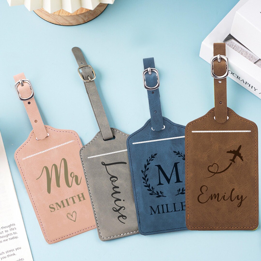 Personalised Luggage Tags for Suitcases Engraved Leather Suitcase Tags ...