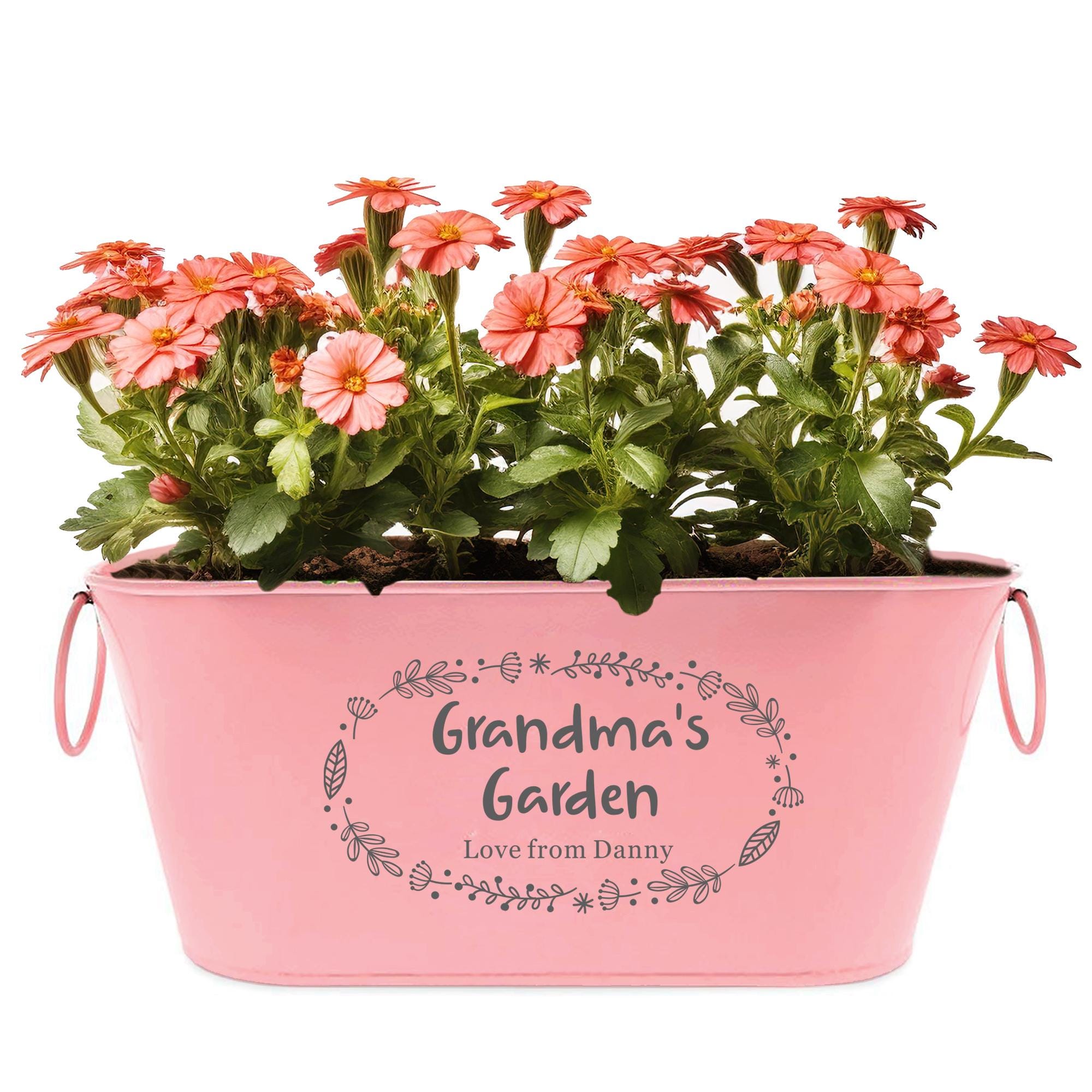 Personalised Plant Pot Engraved Metal Flower Pot Planter Garden Plant ...