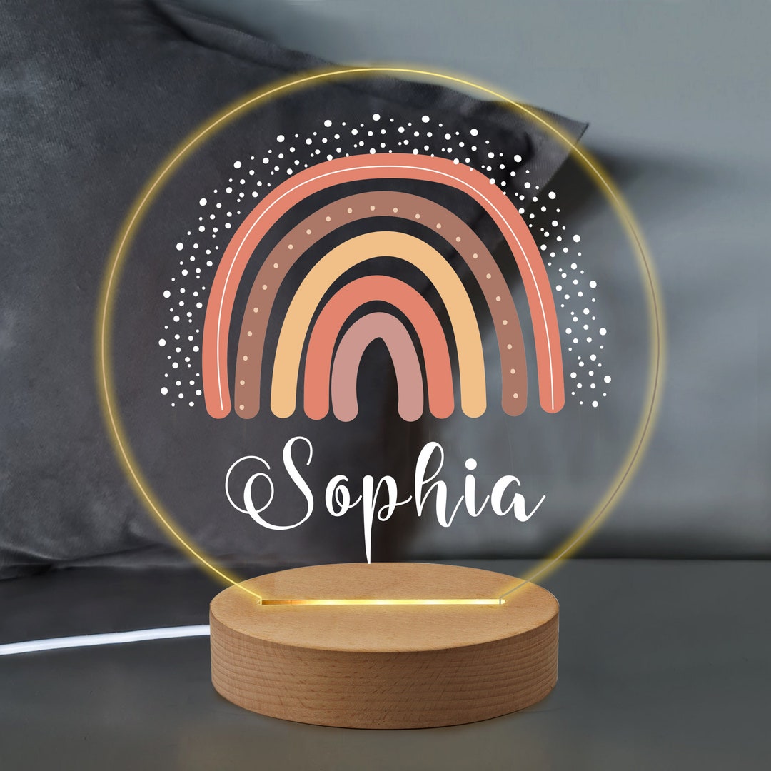 Personalised Rainbow Gifts for Girls LED Desk Table Lamp Nursery Night ...