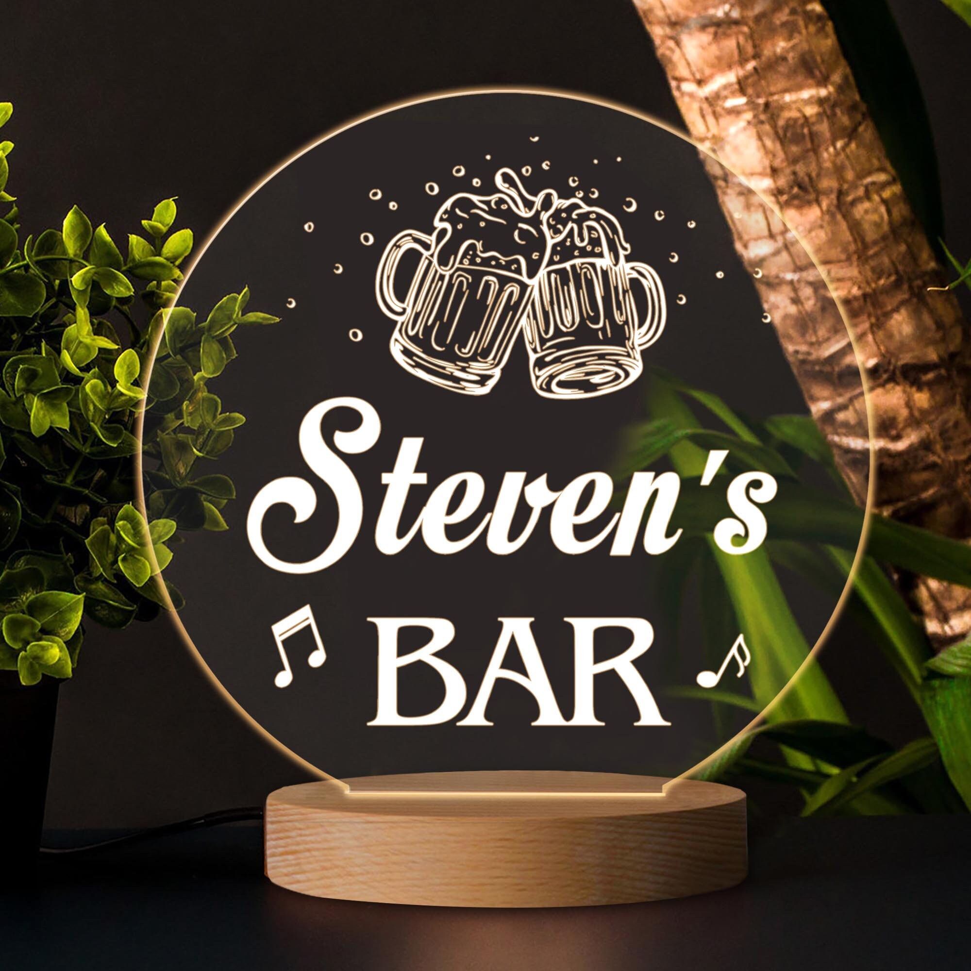 Personalised Home Bar LED Desk Table Lamp Night Light Custom - Etsy UK