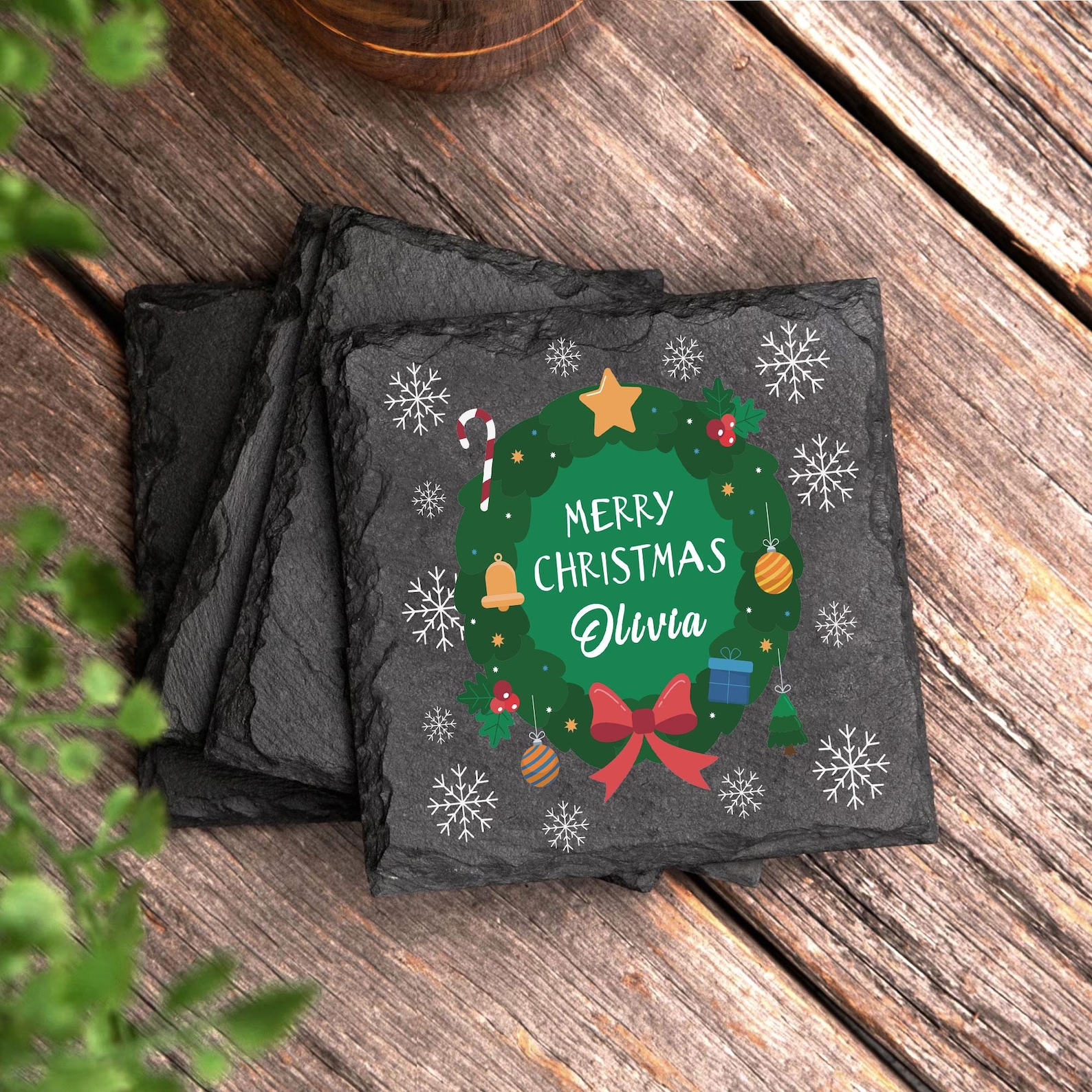 Personalised Slate Coaster for Christmas Slate Coaster Custom Christmas ...