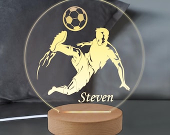 Personalised LED Desk Table Lamp Football Design Night Light Custom ...