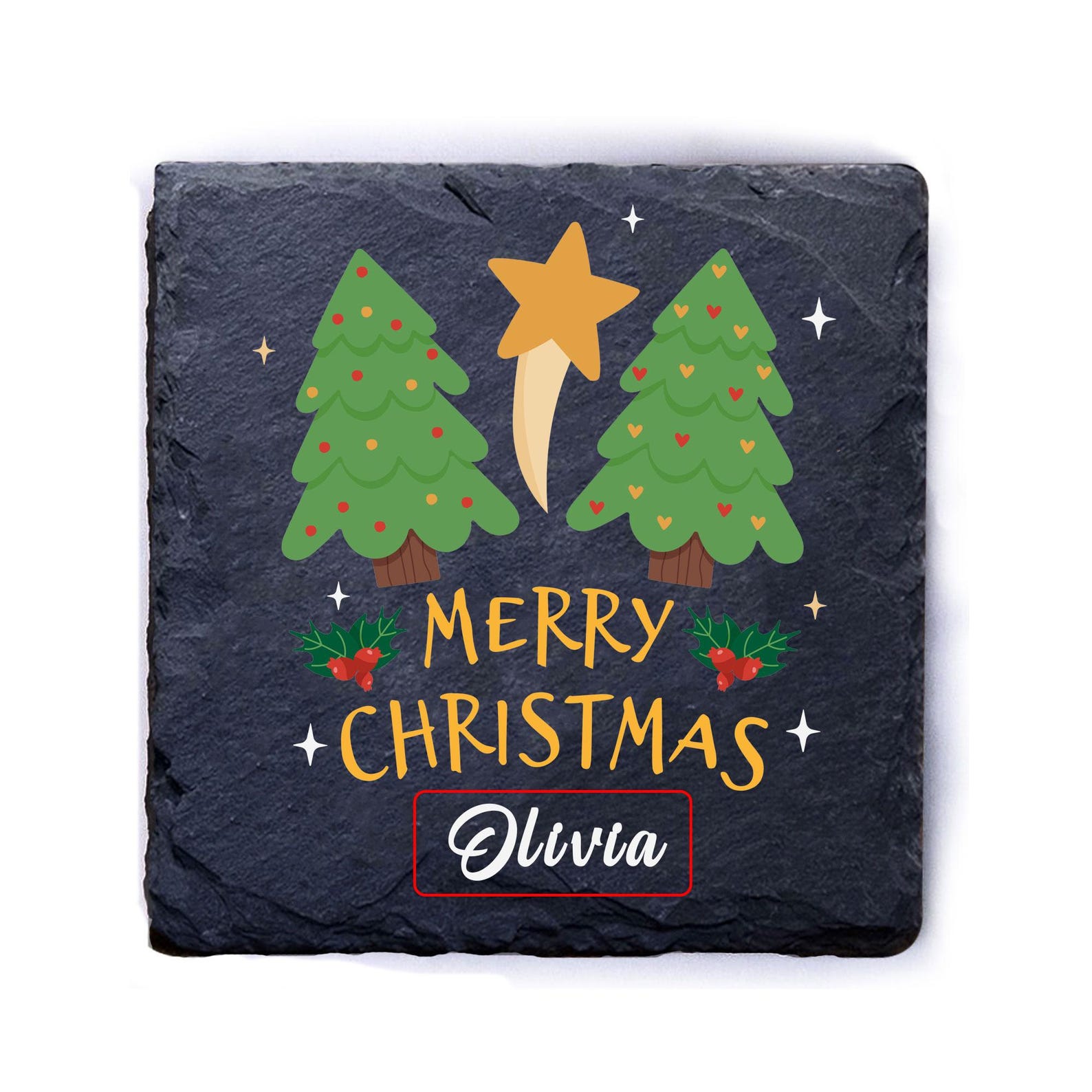 Personalised Slate Coaster for Christmas Slate Coaster Custom Christmas ...