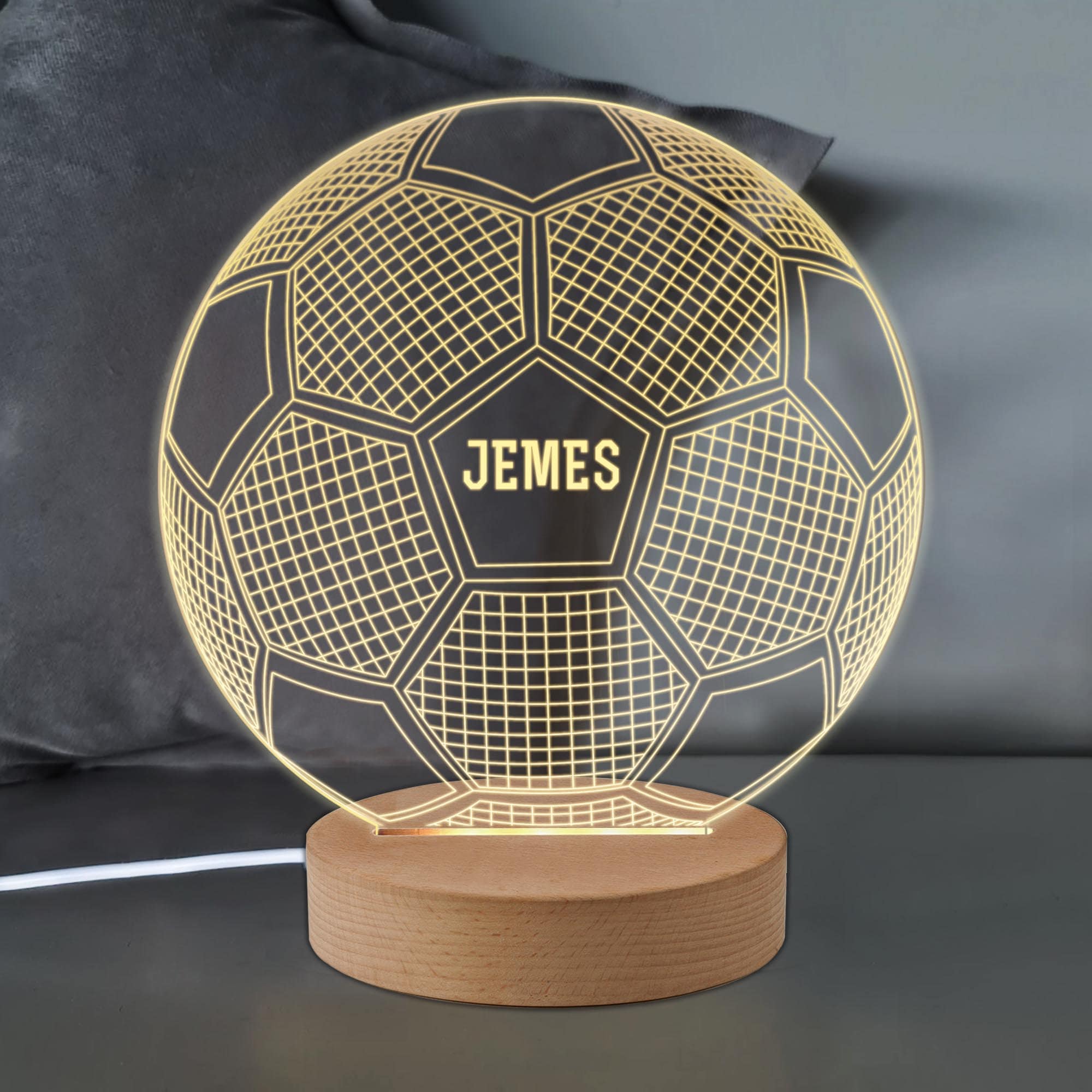 Personalised LED Desk Table Lamp Football Design Night Light Custom ...