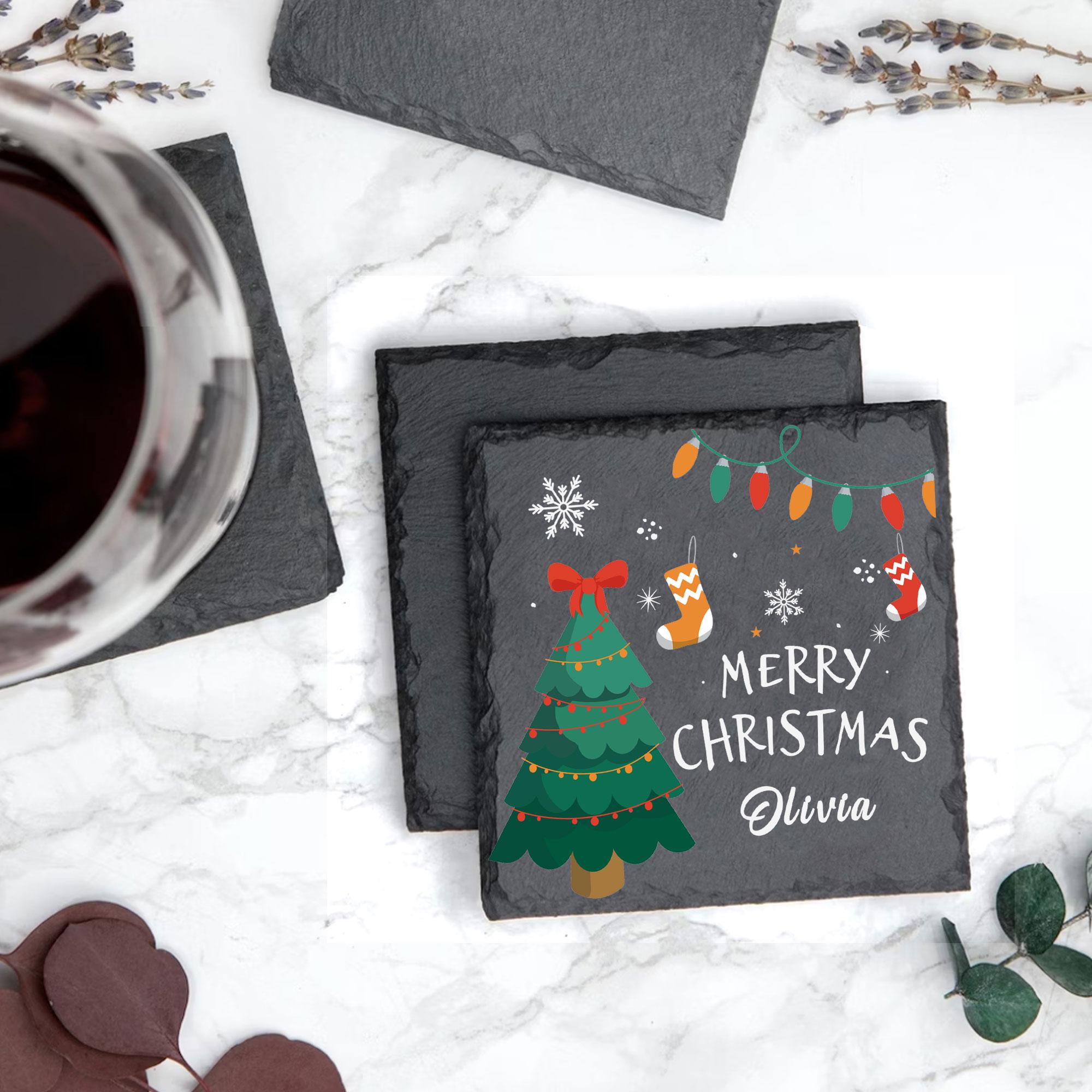 Personalised Slate Coaster for Christmas Slate Coaster Custom Christmas ...
