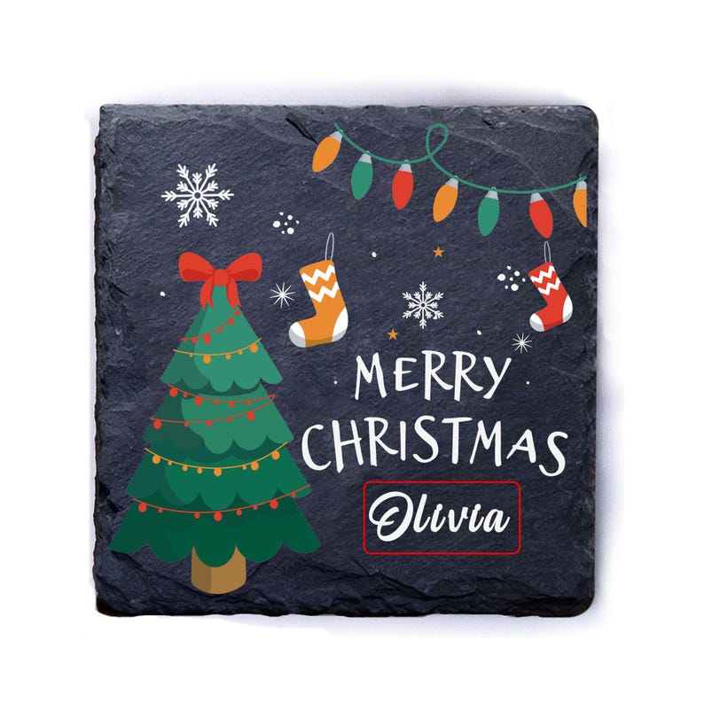 Personalised Slate Coaster for Christmas Slate Coaster Custom Christmas ...