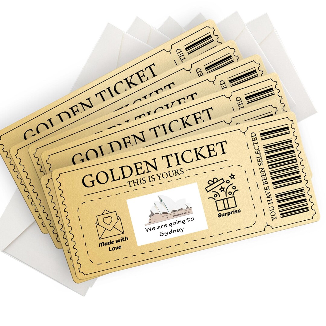 Personalised Scratch Card Reveal Golden Ticket Holiday Scratch Card ...