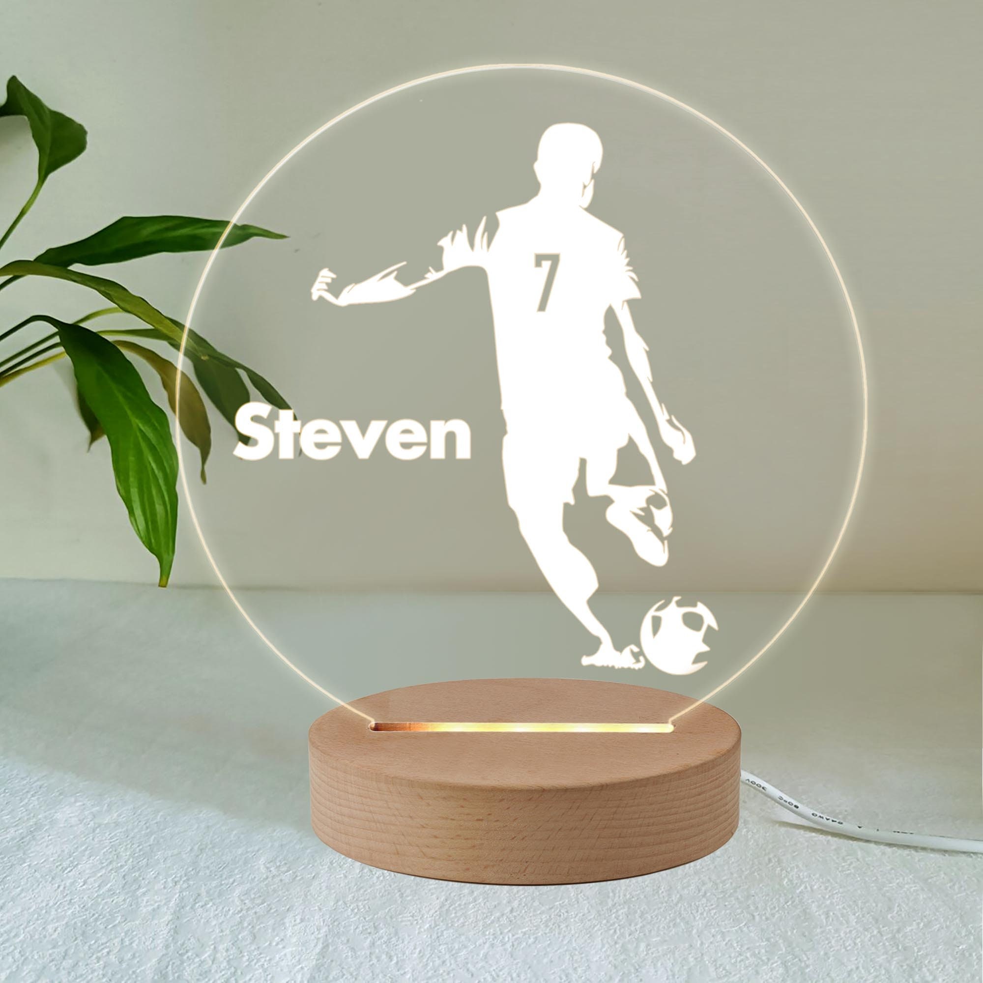 Personalised LED Desk Table Lamp Football Design Night Light Custom ...