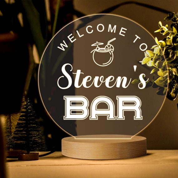 Personalised Home Bar LED Desk Table Lamp Night Light Custom - Etsy UK