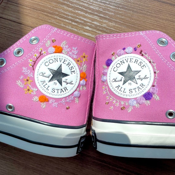 Converse Custom Floral Embroidery / Converse Custom Name / - Etsy