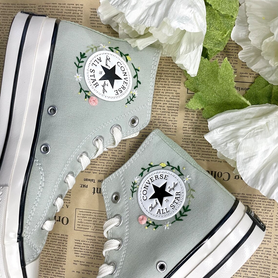 Converse Custom Floral Embroidery Converse Custom Embroidery - Etsy