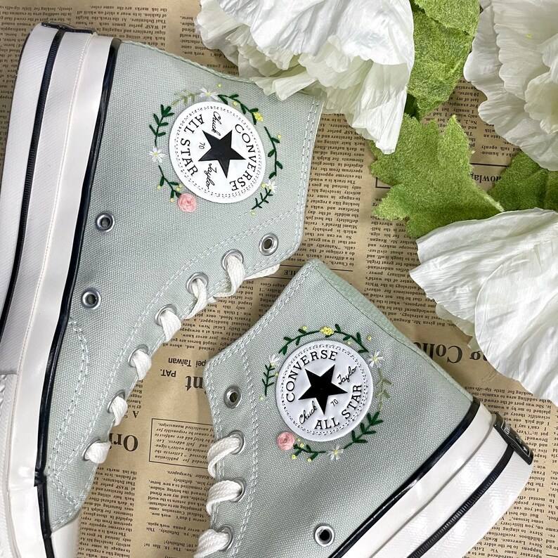 Converse Custom Floral Embroidery Converse Custom Embroidery - Etsy