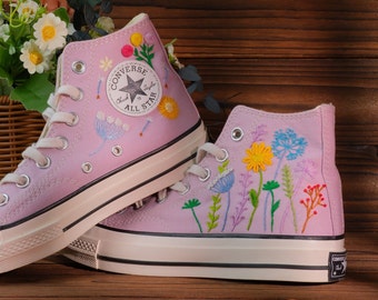 Converse Custom Floral Embroidery / Converse Custom Name / Gift for ...