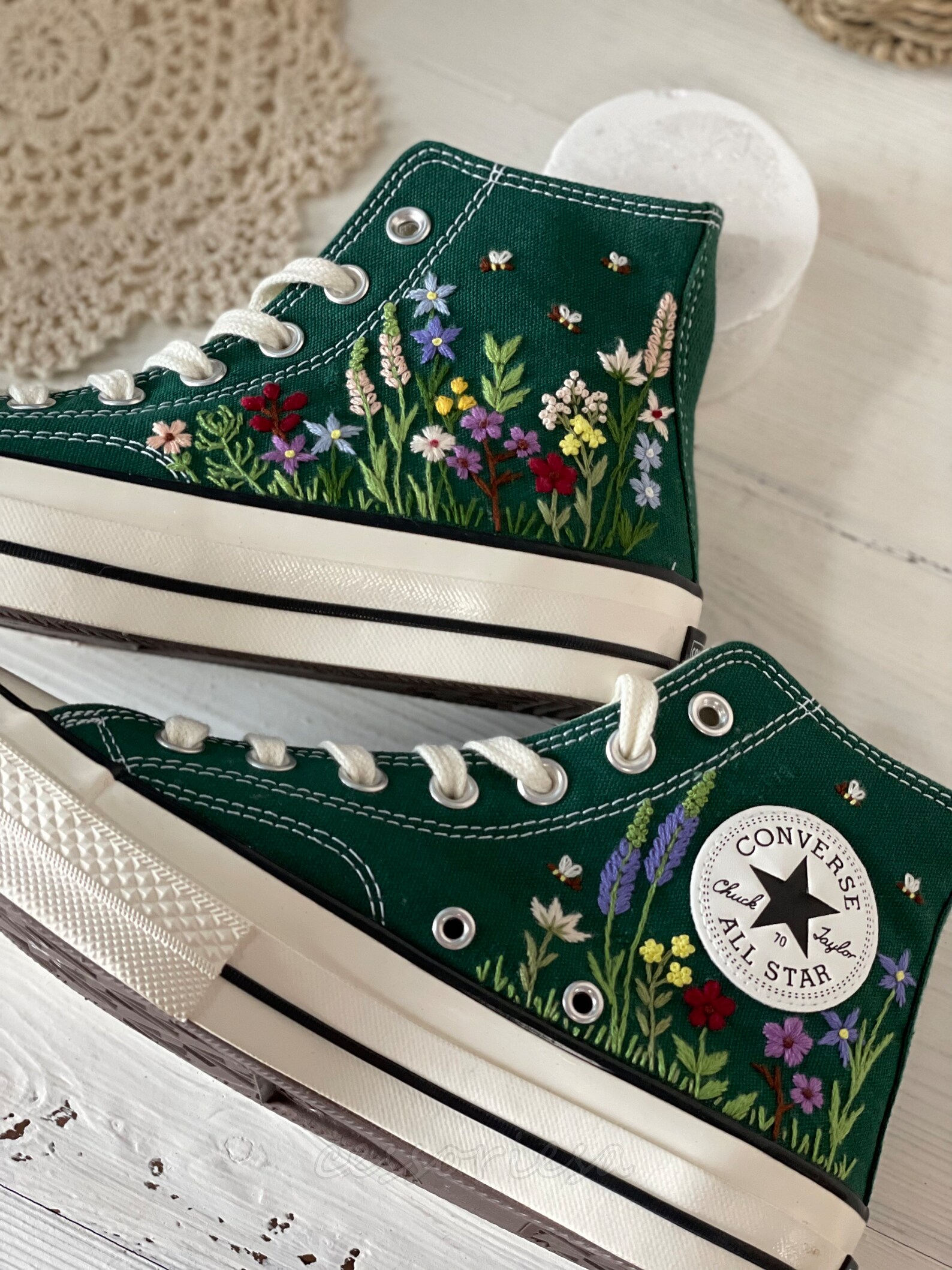 Converse Custom Floral Embroidery / Converse Custom Name / Gift for ...