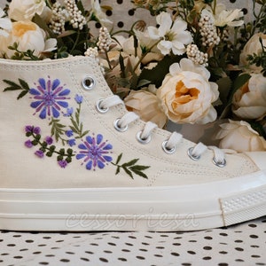 Converse Custom Floral Embroidery / Converse Custom Name / Gift for ...