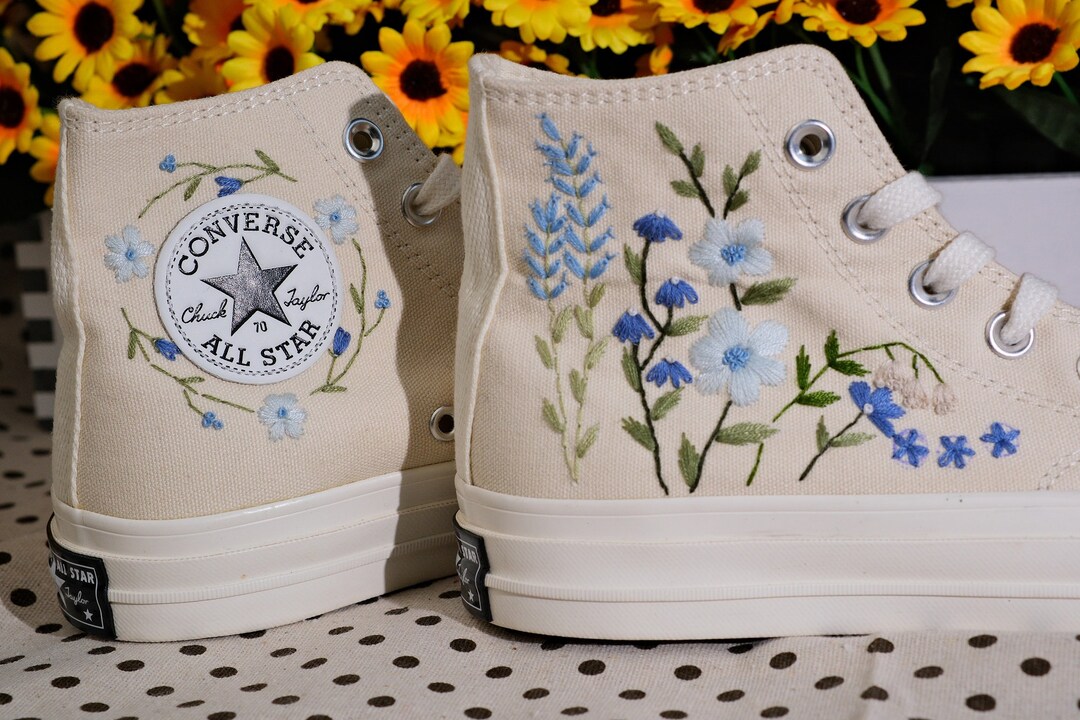 Converse Custom Floral Embroidery / Converse Custom Name / Gift for ...
