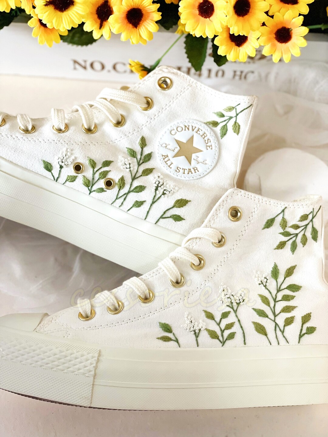 Converse Custom Floral Embroidery / Converse Custom Name / Gift for ...