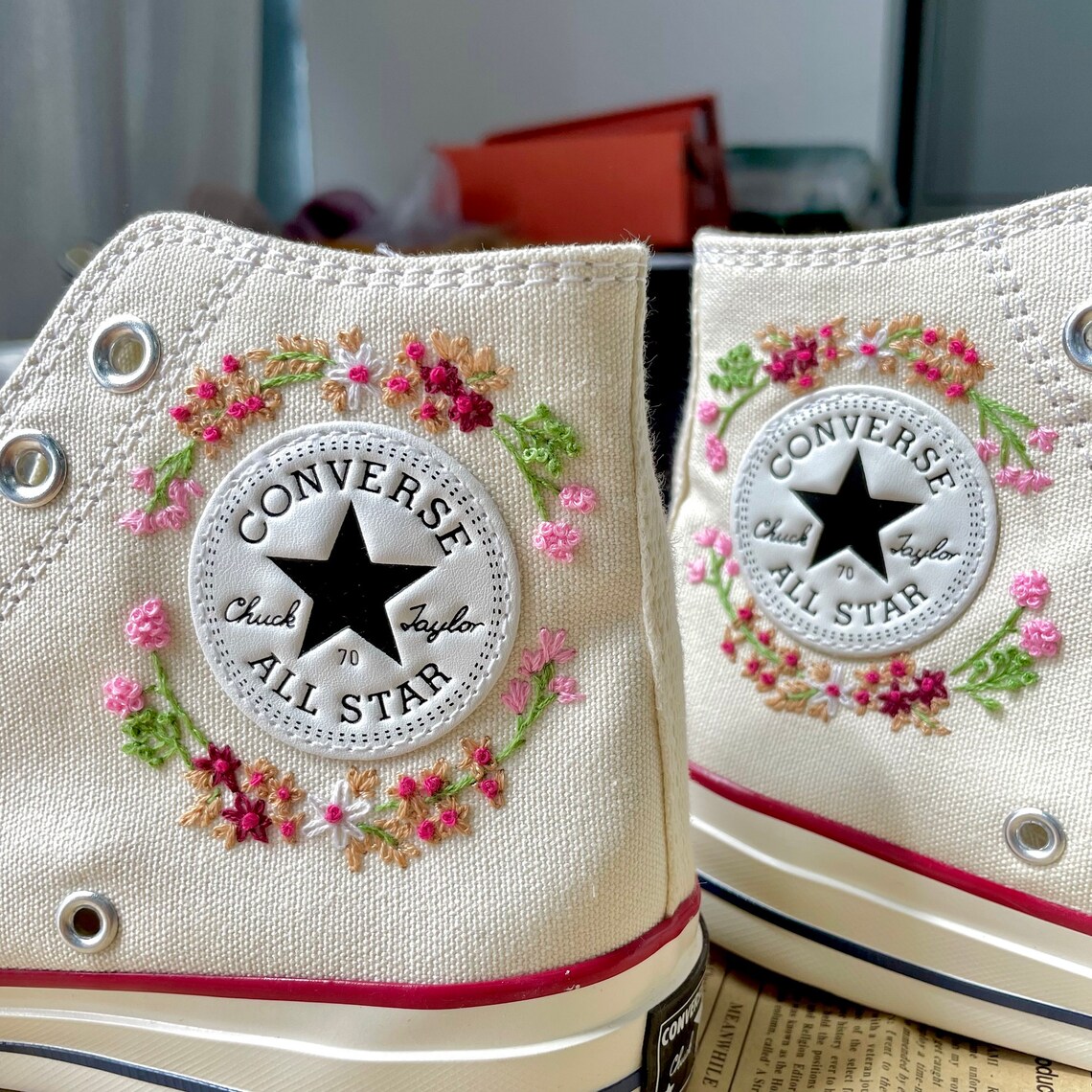 Converse Custom Floral Embroidery Converse Custom Embroidery - Etsy
