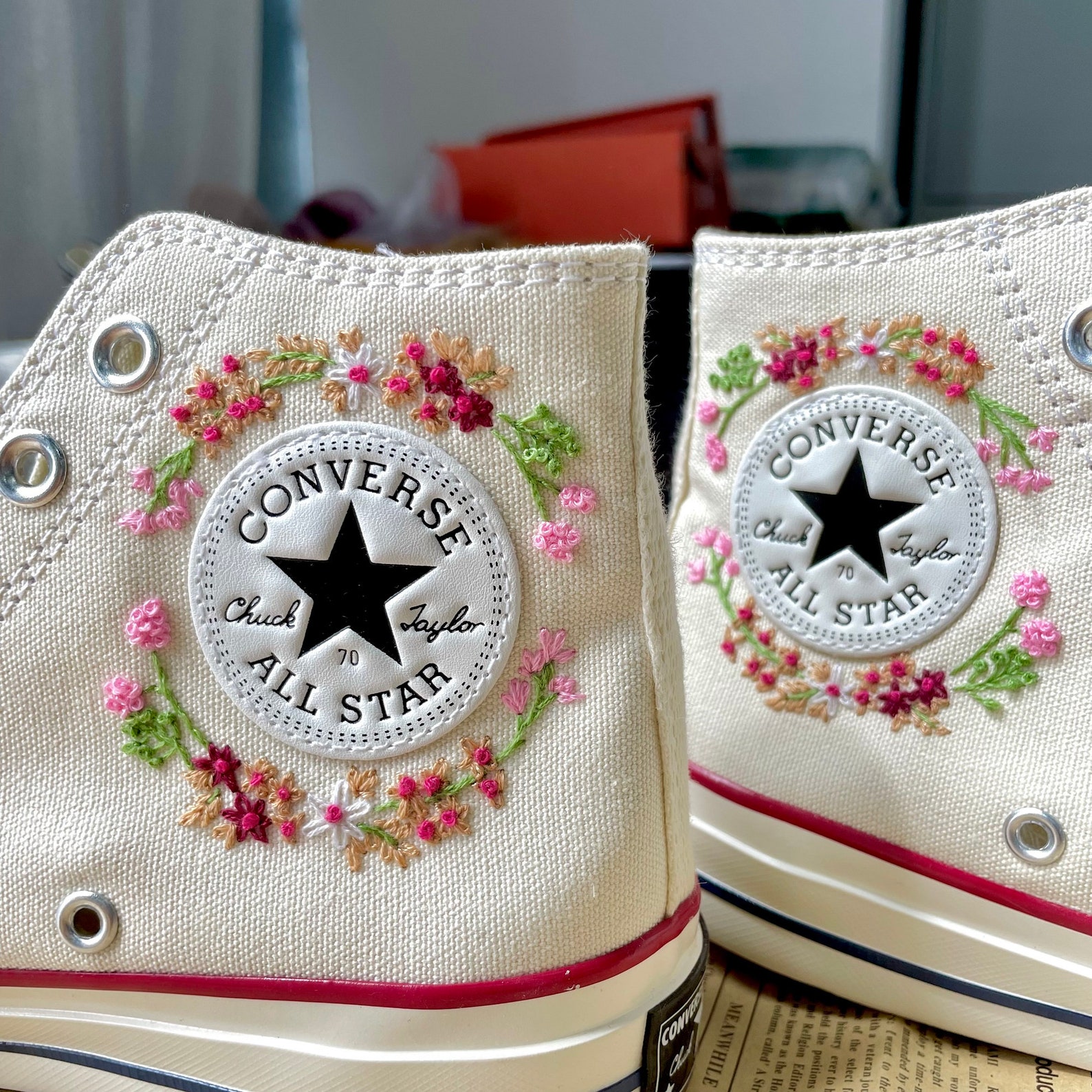 Converse Custom Floral Embroidery Converse Custom Embroidery - Etsy
