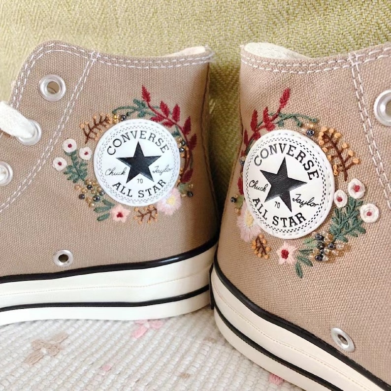 Converse Custom Floral Embroidery Converse Custom Embroidery - Etsy