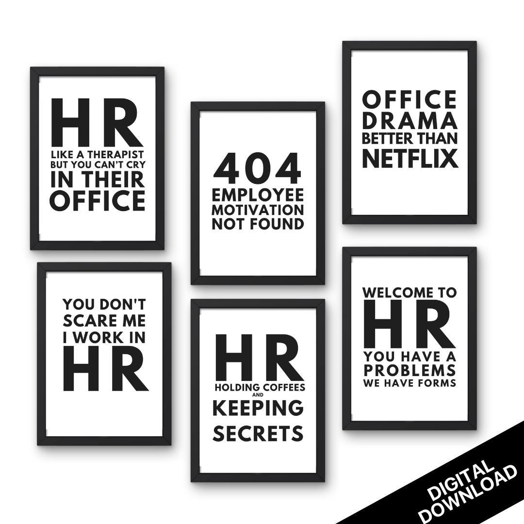 HR Office Decor, Set of 6 PRINTABLES, Human Resources Wall Art, Zoom ...