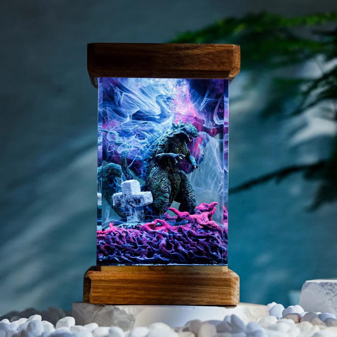 Godzilla Monster Night Light Bedroom Diorama Resin Epoxy Lamp ...