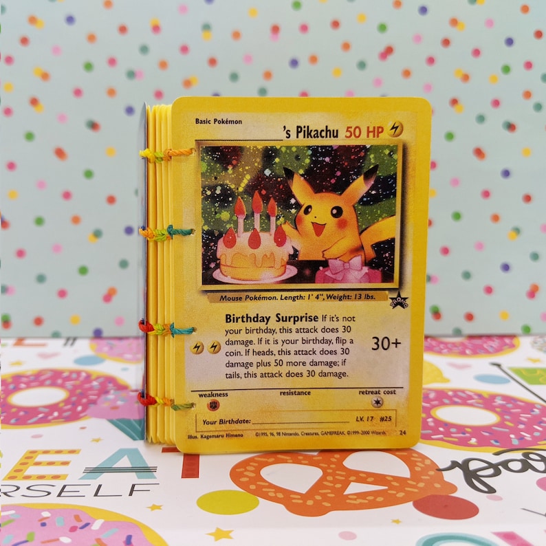 Pokemon Pikachu Birthday Proxy Card Handmade Blank Gift Notebook ...