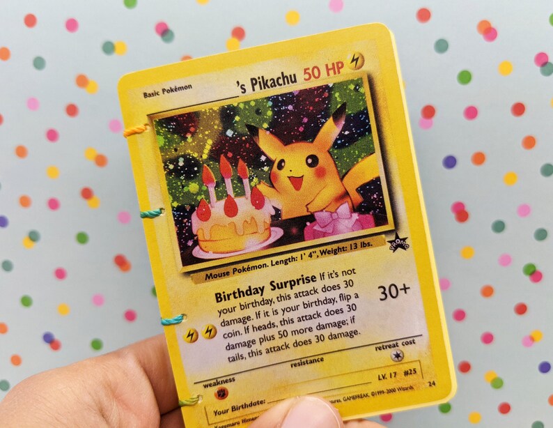 Pokemon Pikachu Birthday Proxy Card Handmade Blank Gift Notebook ...