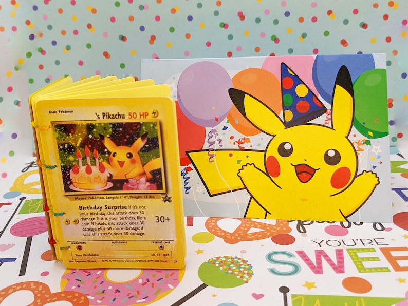Pokemon Pikachu Birthday Proxy Card Handmade Blank Gift Notebook ...