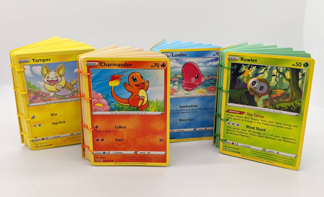 Pokémon Card Notebook Hand-stiched W/ Color Paper. Stocking Stuffer ...