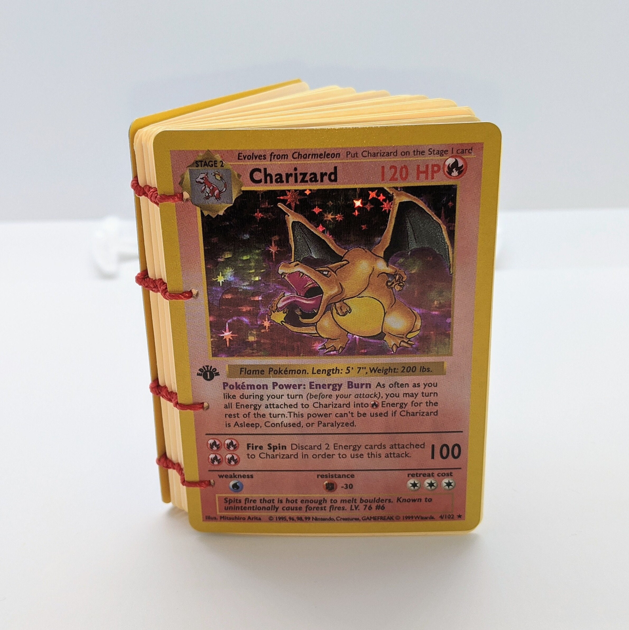 Gen 1 Holographic Proxy Pokémon Card Notebook Hand-stiched W/ Color ...