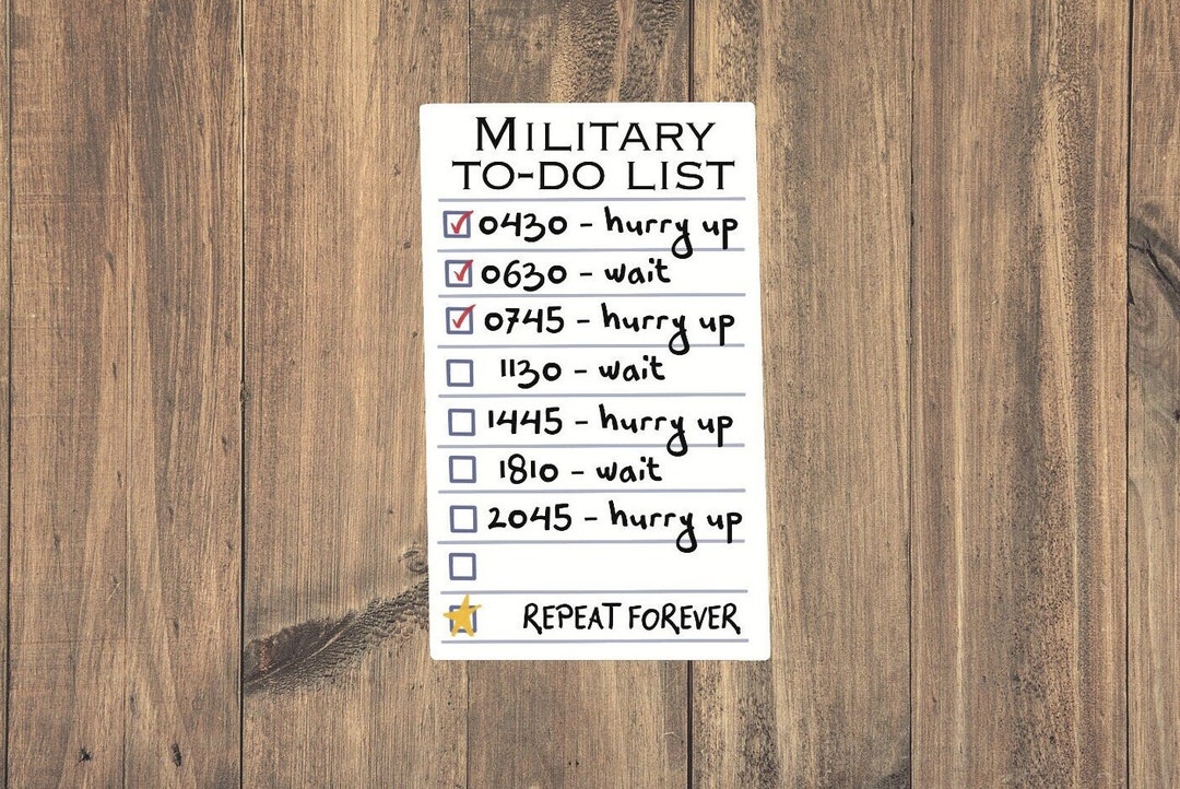 Military to Do List Sticker - Funny Military | Military Sarcasm ...