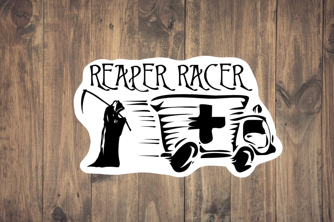 Reaper Racer Sticker - Morbid Medical Decal | Dark Humor EMS Sticker ...