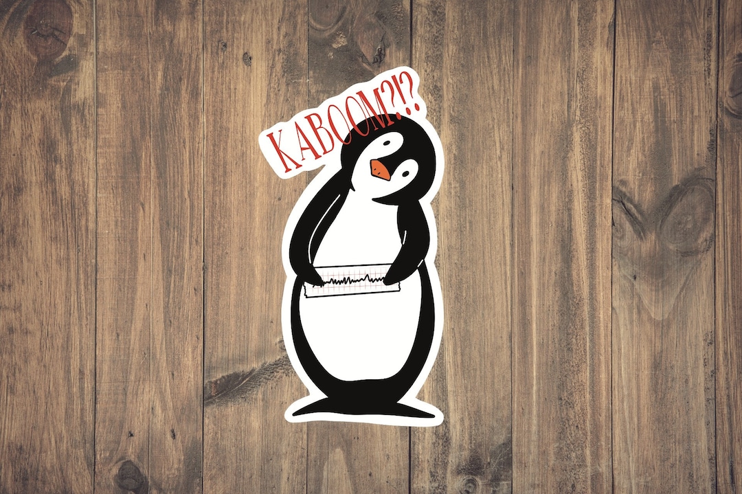 Penguin V-fib Kaboom?!? Sticker - Funny Medical Gift for Cardiologist ...