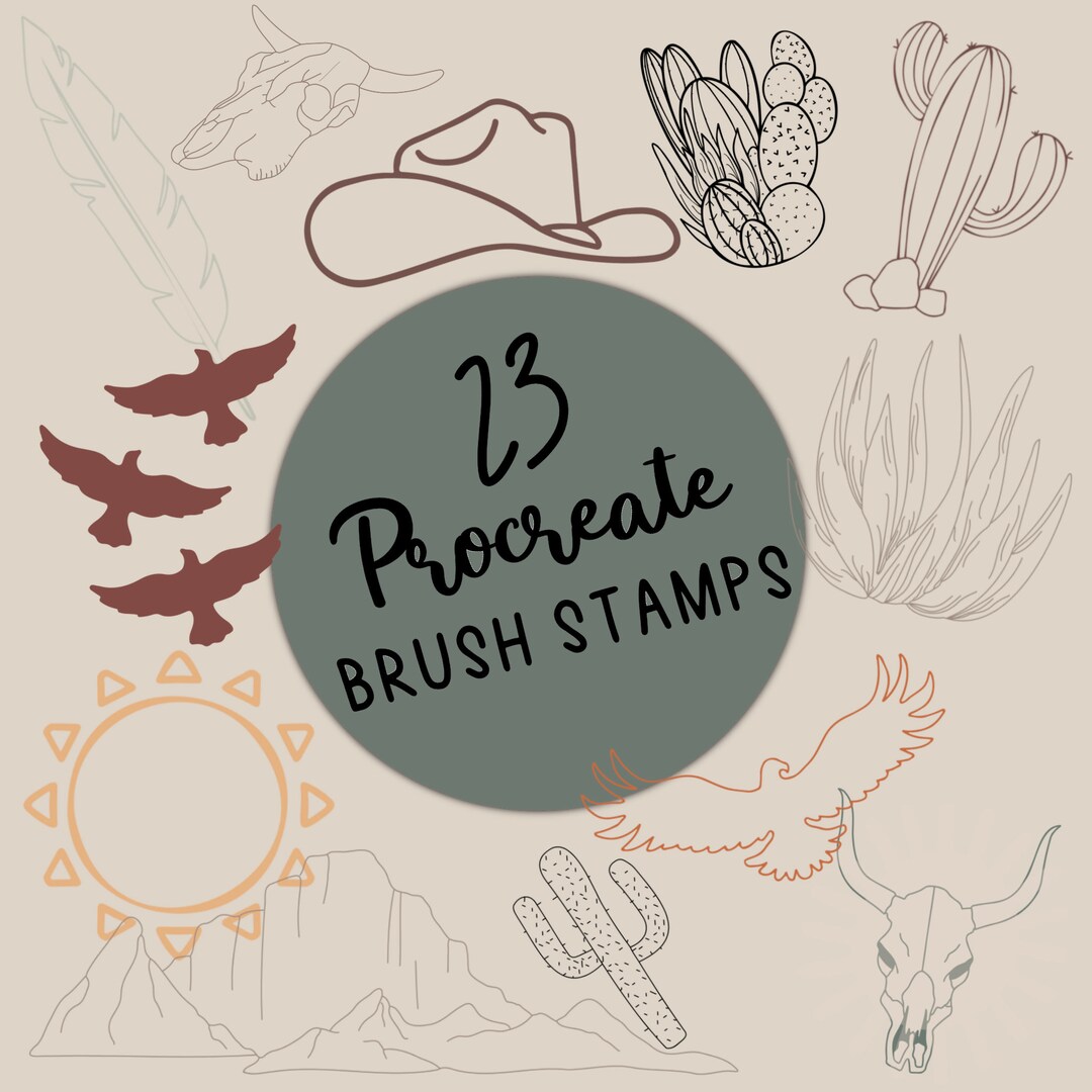 23 Procreate Stamp Brushes | With BONUS Color Palette! - Etsy