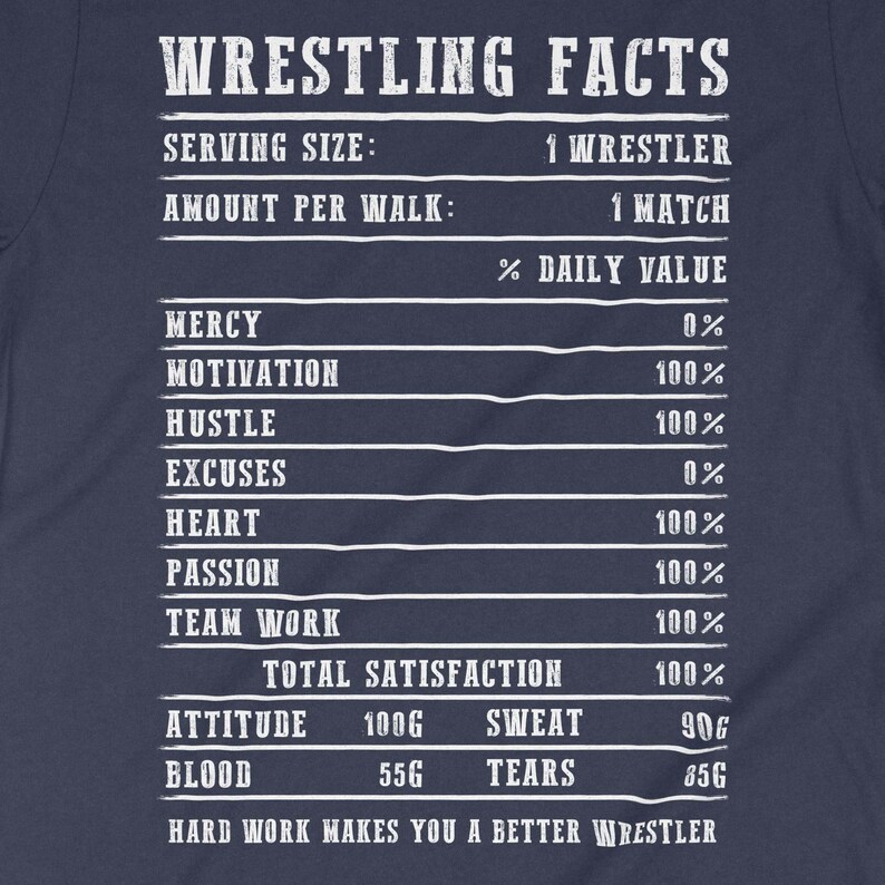 Wrestling Nutrition Facts Shirt Funny Wrestling Shirt - Etsy