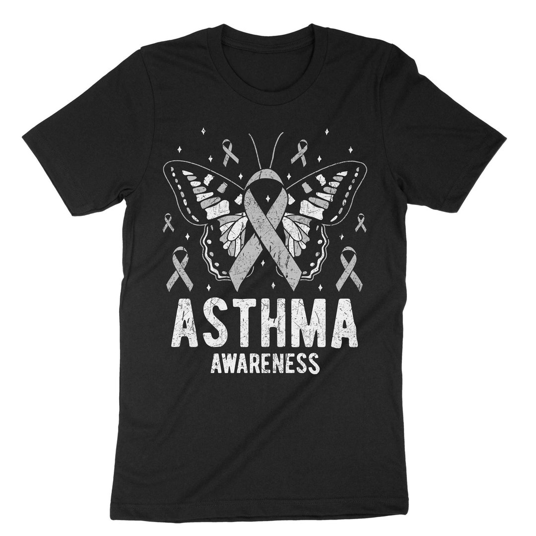 Asthma Awareness Shirt, Inhalator Shirt, Gray Ribbon Shirt, Support Tee ...