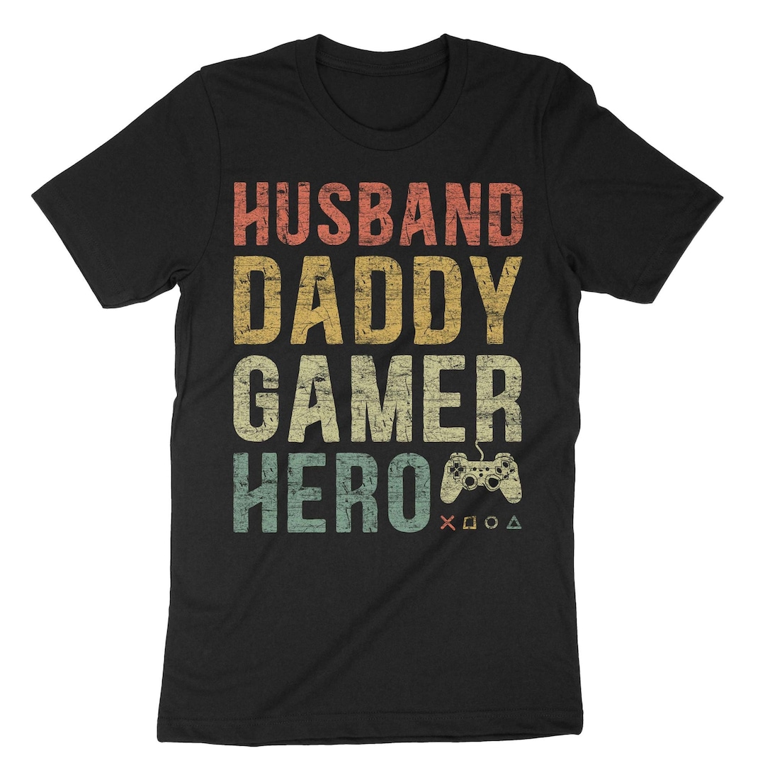 Husband Daddy Gamer Hero, Gamer Dad T-shirt, Gaming Dad, Leveled Up ...