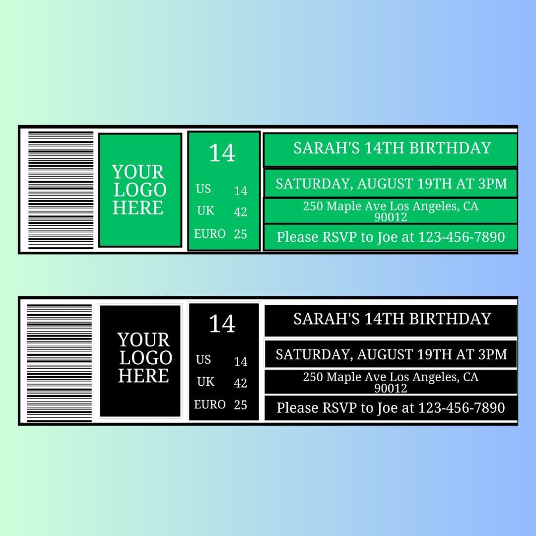 Editable Box Label Template , Shoe Box Label , Shoe Box Birthday Label ...