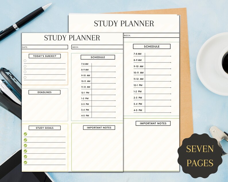 Weekly Study Schedule Template Weekly Study Plan Printable - Etsy