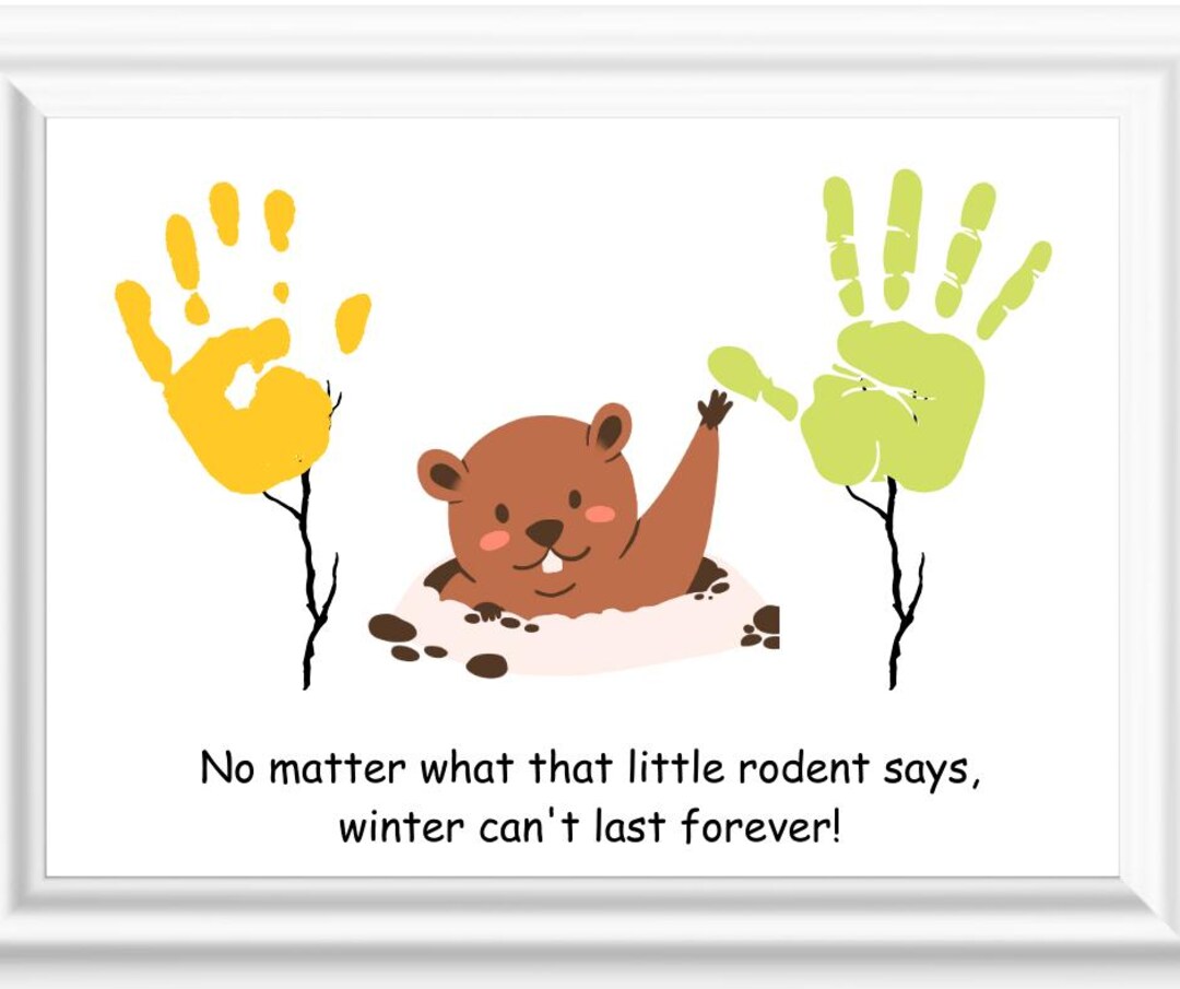 Groundhog Day Handprint Craft for Winter Handprint Craft Art Kids ...
