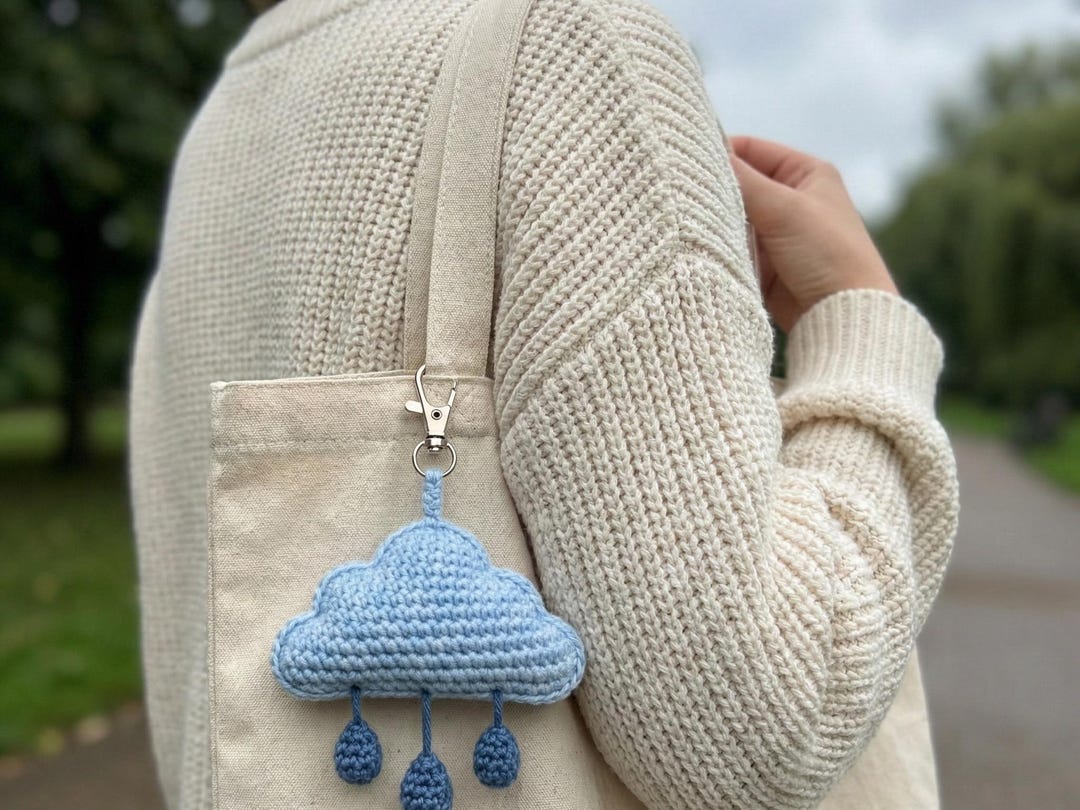 Crochet Rain Cloud Keychain Pattern – Weather Bag Charm (PDF Pattern - Etsy
